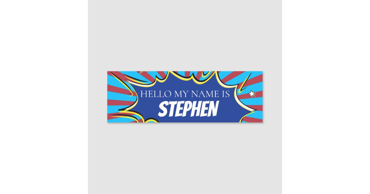 Cool Comic Con Superhero Name Tag | Zazzle