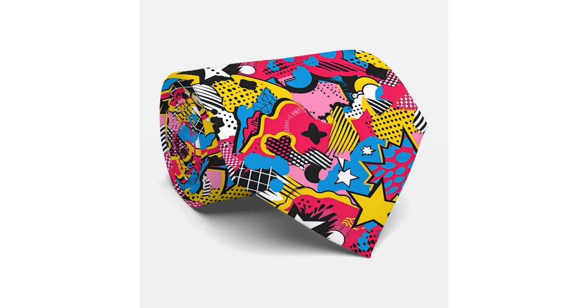 Cool comic pop tiled pattern neck tie | Zazzle