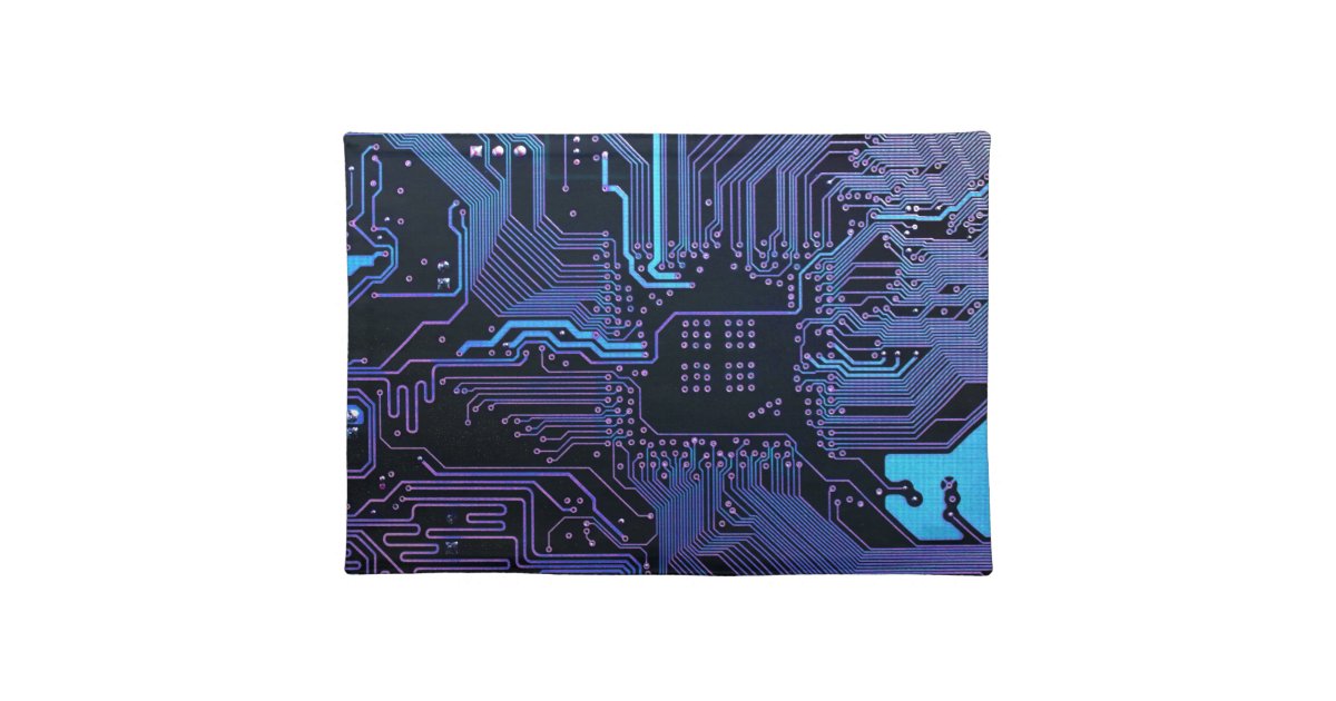 Cool Computer Circuit Board Blue Placemat | Zazzle