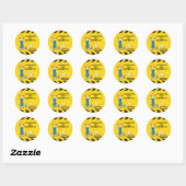 Cool Construction Excavator Custom Kids Birthday Classic Round Sticker ...