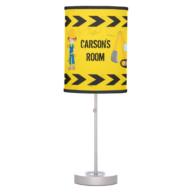 Cool Construction Excavator Custom Kids Room Table Lamp | Zazzle