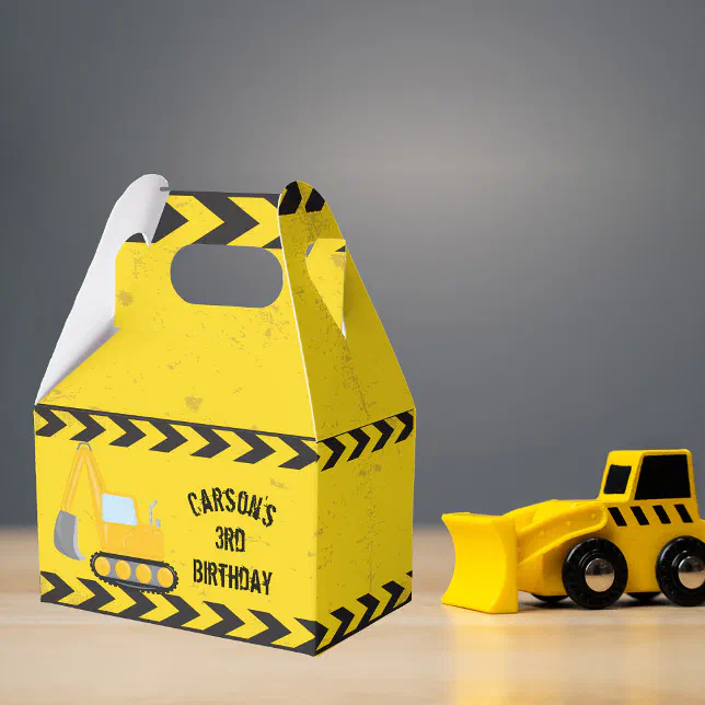 Cool Construction Excavator Kids Birthday Party Favor Boxes | Zazzle