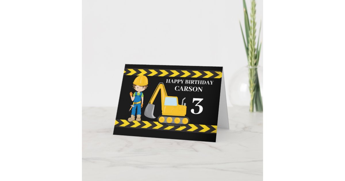 Cool Construction Vehicle Custom Happy Birthday Card | Zazzle