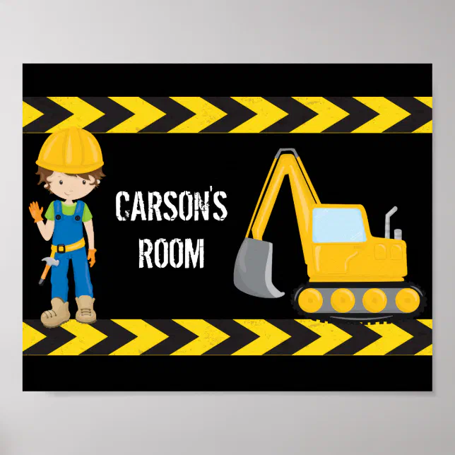 Cool Construction Vehicle Custom Kids Room Black Poster | Zazzle