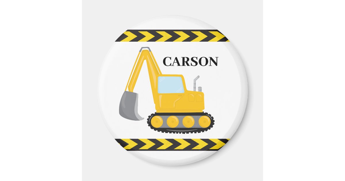 Cool Construction Vehicle Excavator Custom Kids Magnet | Zazzle