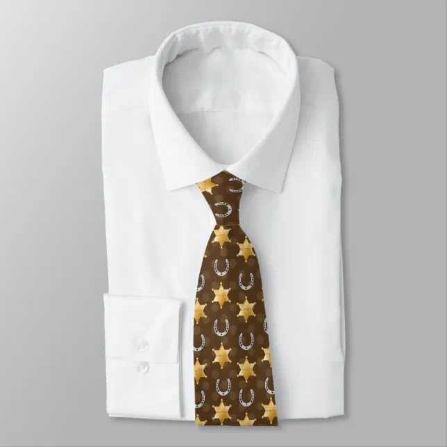 cool Country Sheriff tiled horseshoe pattern Neck Tie | Zazzle
