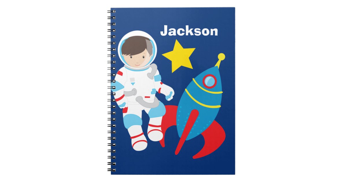 Cool Custom Astronaut Outer Space Kids Notebook | Zazzle