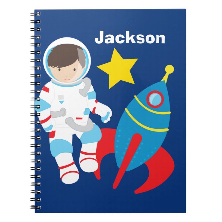 Cool Custom Astronaut Outer Space Kids Notebook | Zazzle