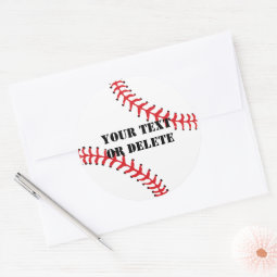 Cool Custom Text Baseball League Sports Ball Classic Round Sticker | Zazzle