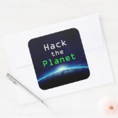 Cool Custom Text Blue Earth Hack the Planet Hacker Square Sticker | Zazzle