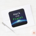 Cool Custom Text Blue Earth Hack the Planet Hacker Square Sticker | Zazzle