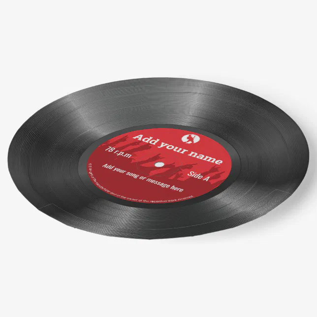 Cool custom text vintage or retro vinyl record, paper plates | Zazzle