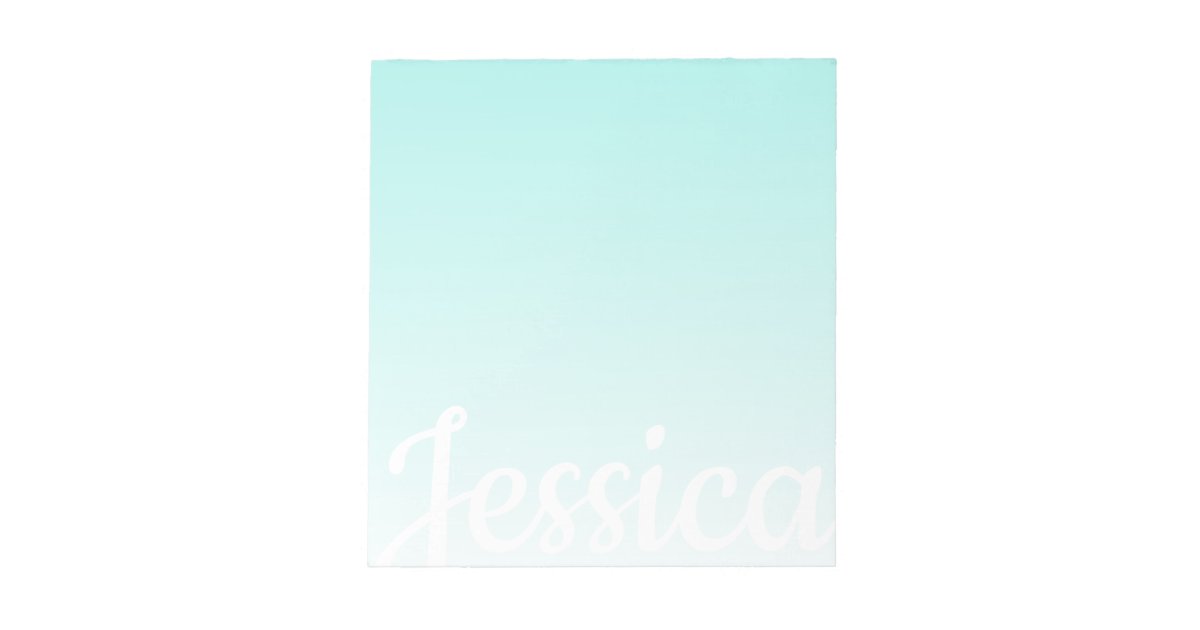 Cool Customizable Teal Gradient Ombre Your Script Notepad | Zazzle