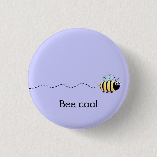 Cool cute bee cartoon pun purple button | Zazzle.com