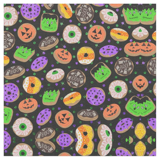 Cute Halloween Pattern Illustration Fabric | Zazzle.com