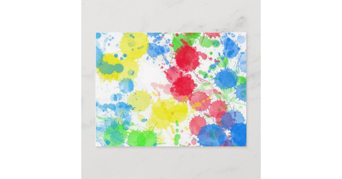 Cool cute trendy colourful splatter watercolours postcard | Zazzle