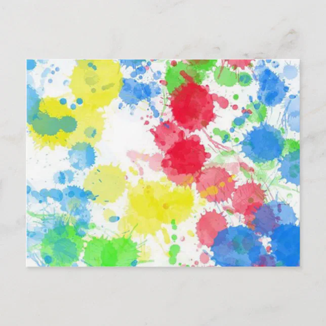 Cool cute trendy colourful splatter watercolours postcard | Zazzle