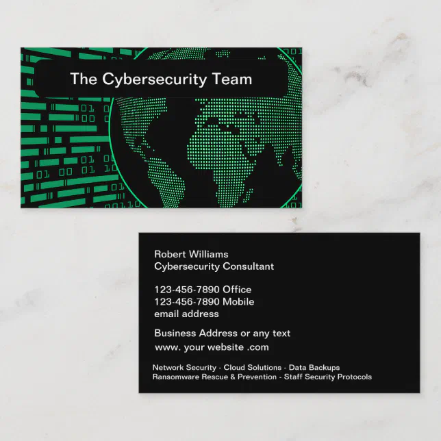 Cool Cybersecurity Defense Business Cards | Zazzle