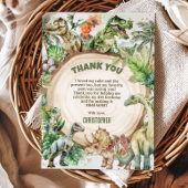Cool Dinosaurs Greenery Dino-mite Birthday Party Thank You Card | Zazzle