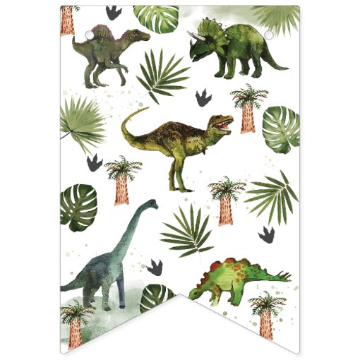 Cool Dinosaurs Jurassic Birthday Decoration Bunting Flags | Zazzle