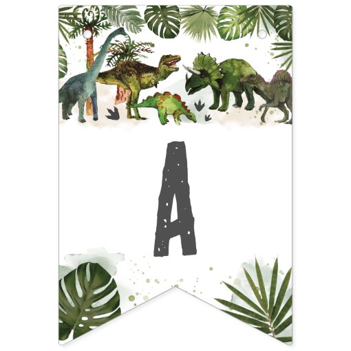 Cool Dinosaurs Jurassic Birthday Decoration Bunting Flags | Zazzle