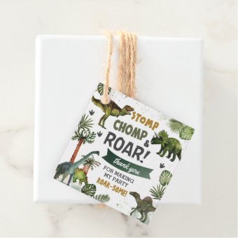 Cool Dinosaurs Jurassic Boy Birthday Party Favor Tags | Zazzle