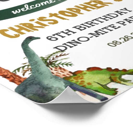 Cool Dinosaurs Jurassic Boy Birthday Party Welcome Poster | Zazzle