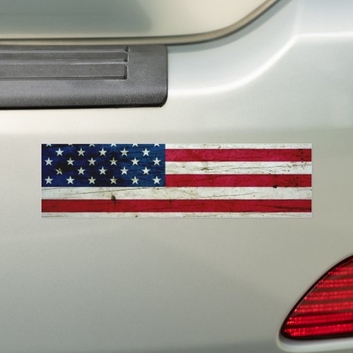 Cool Distressed American Flag Wood Rustic Bumper Sticker | Zazzle