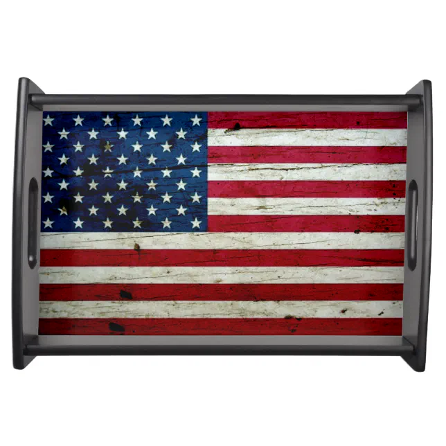 Cool Distressed American Flag Wood Rustic Serving Tray | Zazzle