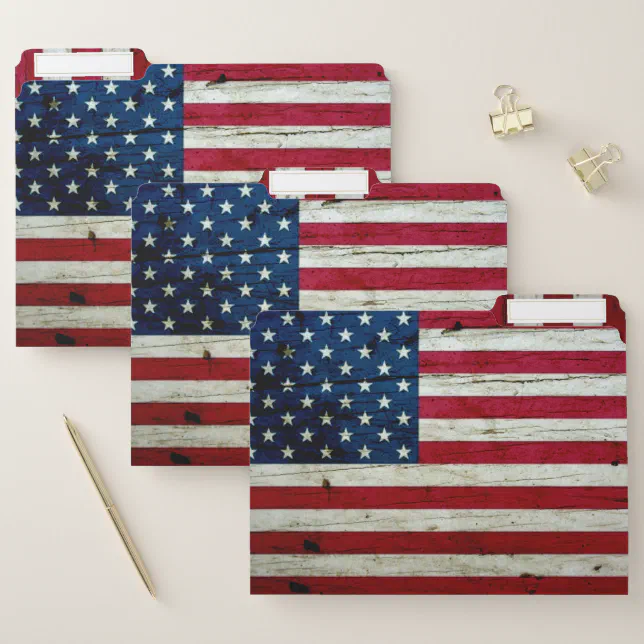 Cool Distressed Wood Rustic American Flag File Folder | Zazzle