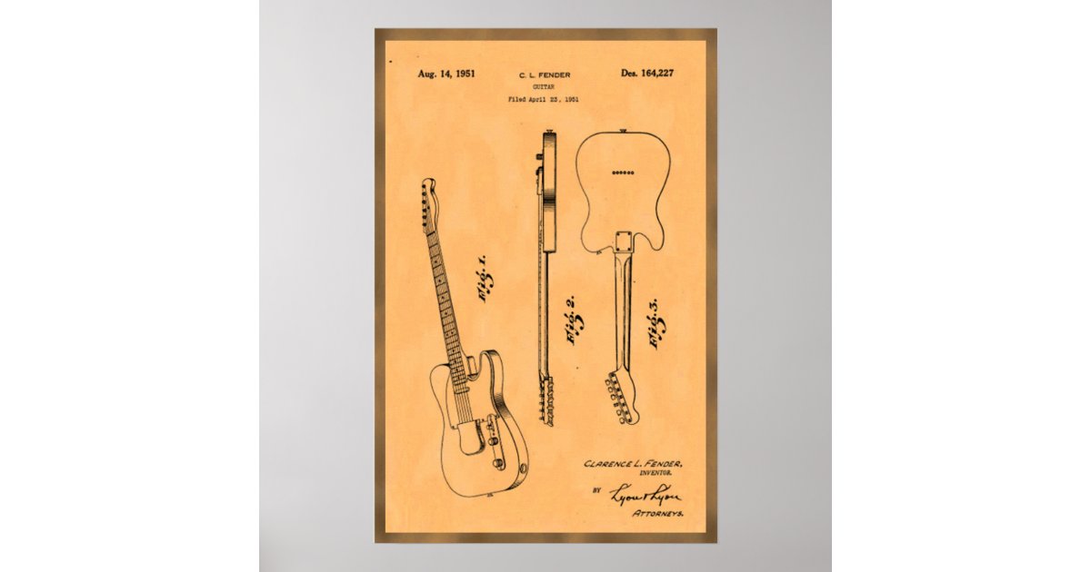 Cool Electric Guitar Patent Poster | Zazzle