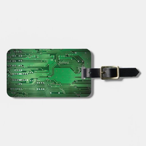 Cool Elegant Green Circuit Board Black Luggage Tag | Zazzle