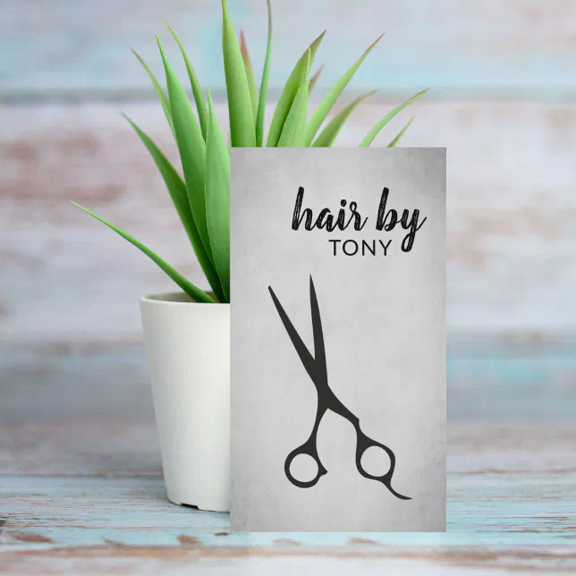 Cool Elegant Grey Black Scissors Hairstylist Business Card | Zazzle