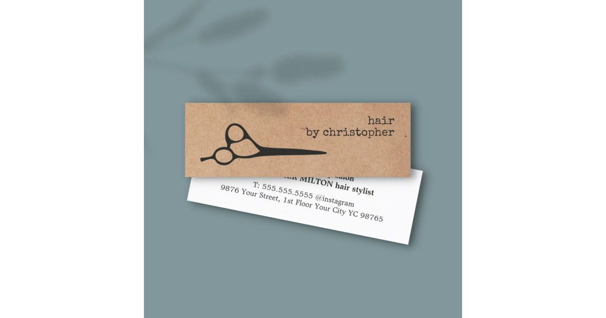 Cool Elegant Kraft Paper Black Scissor Hairstylist Mini Business Card ...