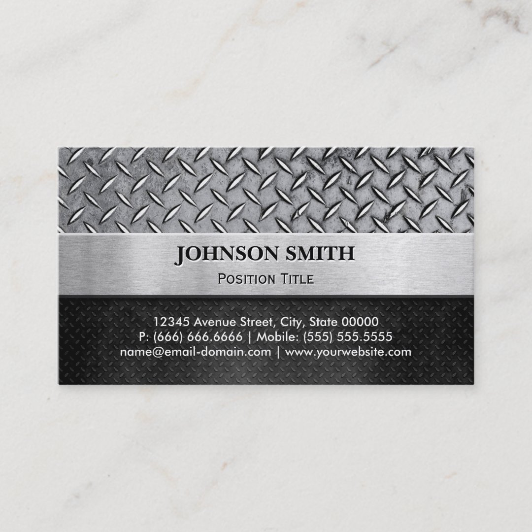 Cool Embossed Diamond Cut and Brushed Heavy Metal Business Card | Zazzle