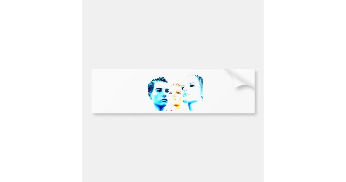 Cool faces (three) friends, minimalist design bumper sticker | Zazzle