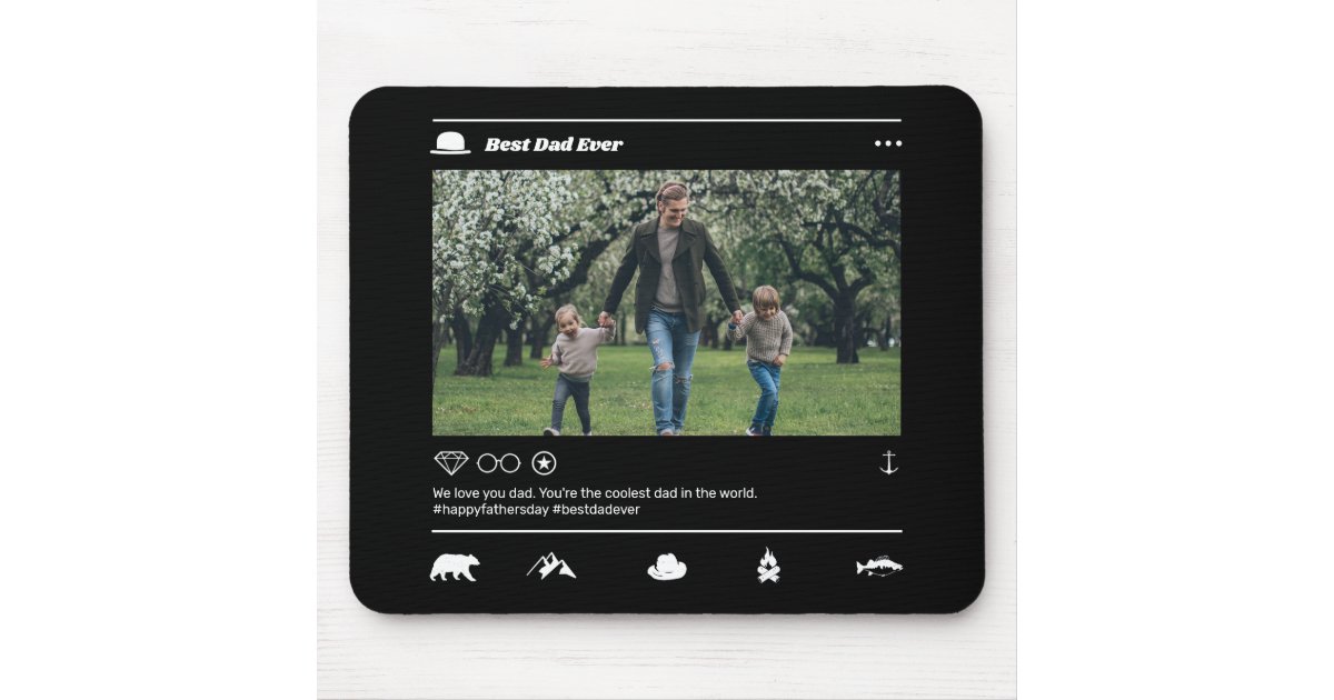 Cool Father's Day Dad Instagram Post Custom Photo Mouse Pad | Zazzle