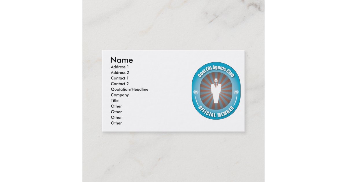 Cool FBI Agents Club Business Card | Zazzle