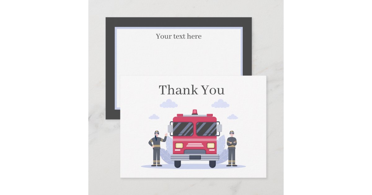 cool fireman add sentiment thank you card | Zazzle