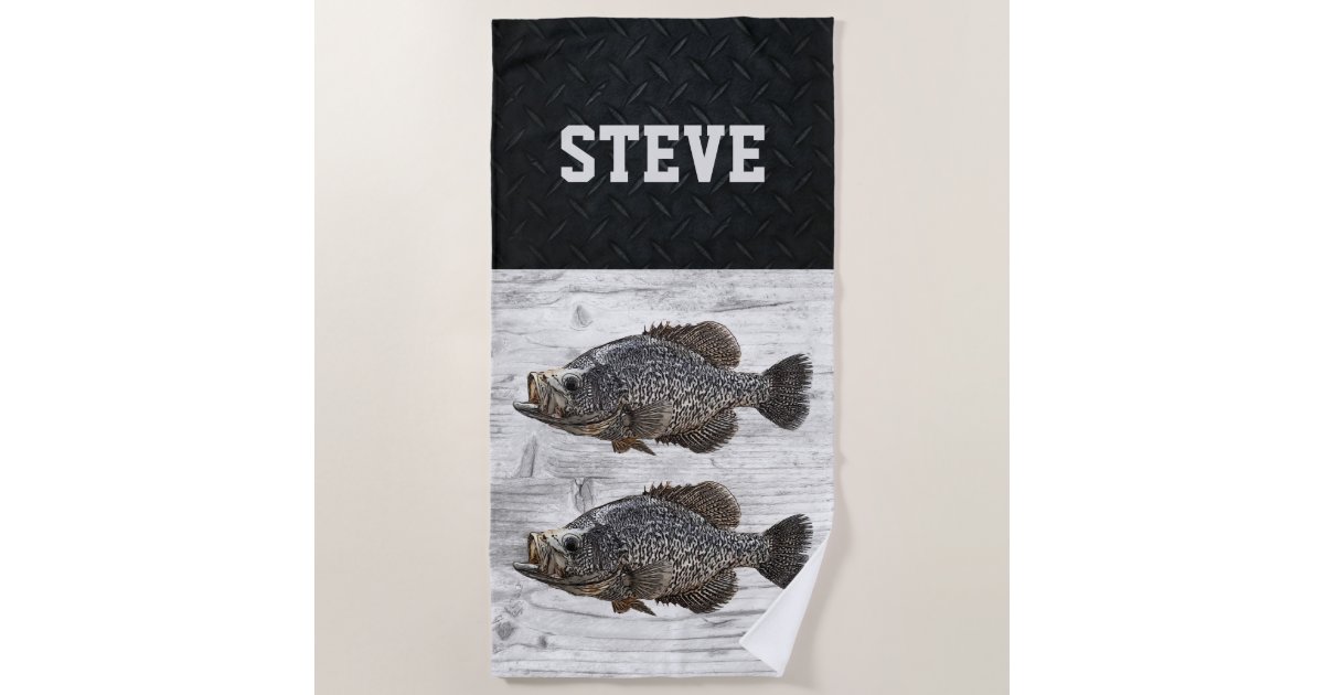 Cool Fishing Name Crappie Fish Name Rugged Beach Towel | Zazzle