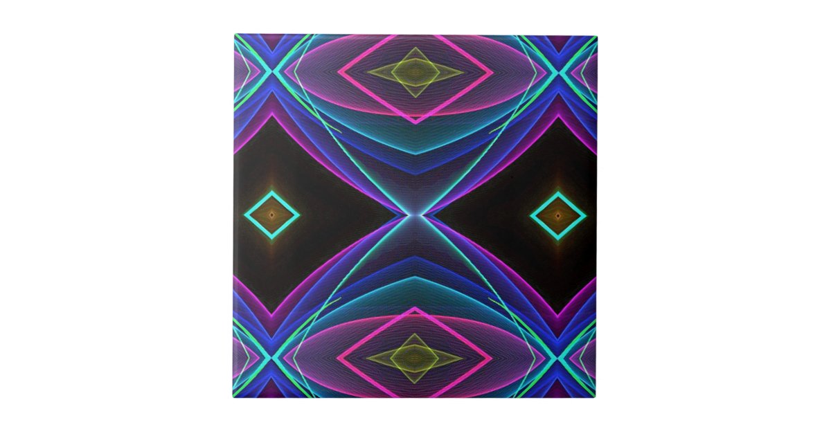 Cool Funky Neon Fluorescent Colored Pattern Ceramic Tile | Zazzle