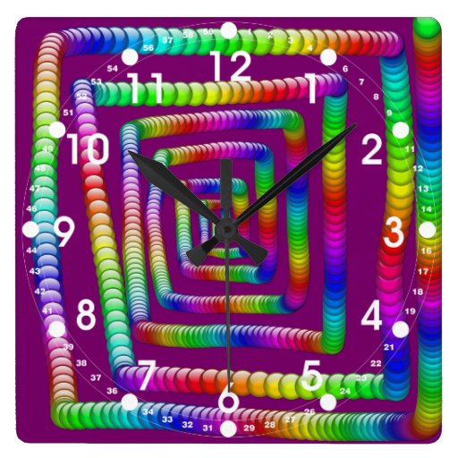 Cool Funky Rainbow Maze Rolling Marbles Design Square Wallclocks