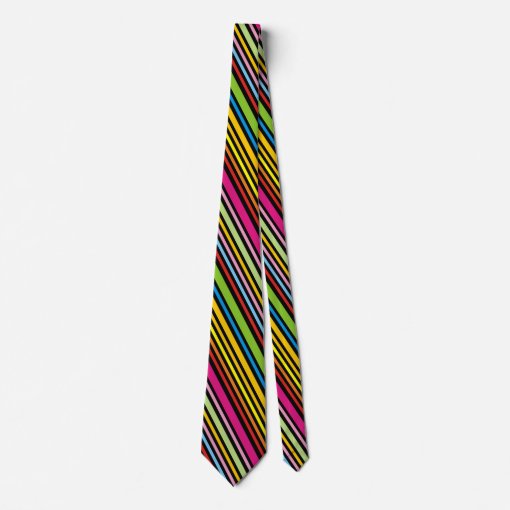 Cool Funky Retro Colorful Striped Pattern Tie | Zazzle
