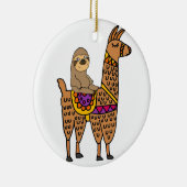 Cool Funny Sloth Riding Llama Ceramic Ornament | Zazzle