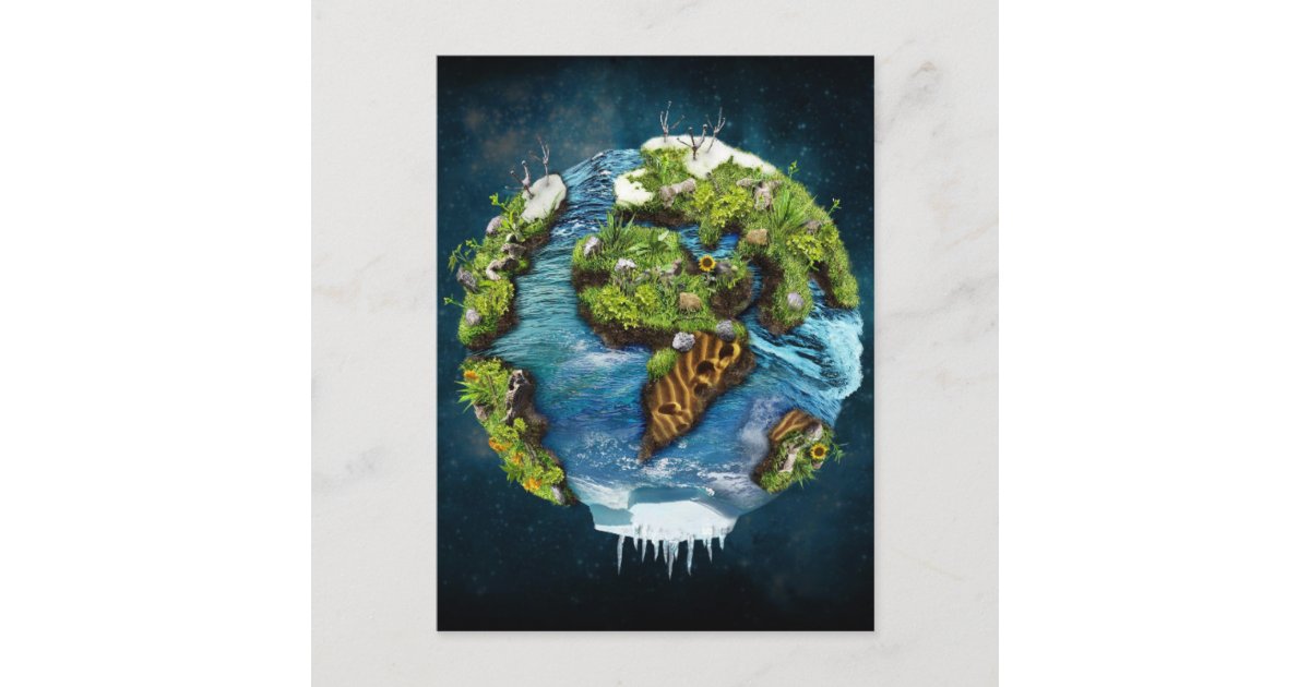 Cool Future Planet Earth Globe Design Postcard | Zazzle