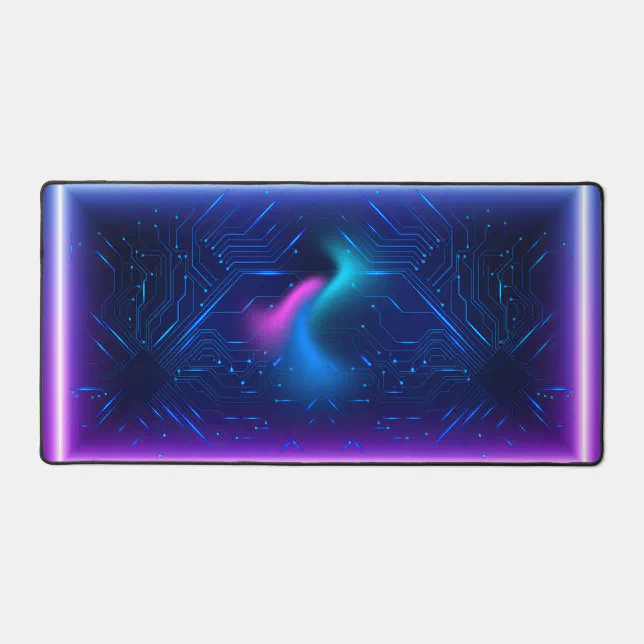 Cool Futuristic Circuit Neon Gaming BackGround Desk Mat | Zazzle