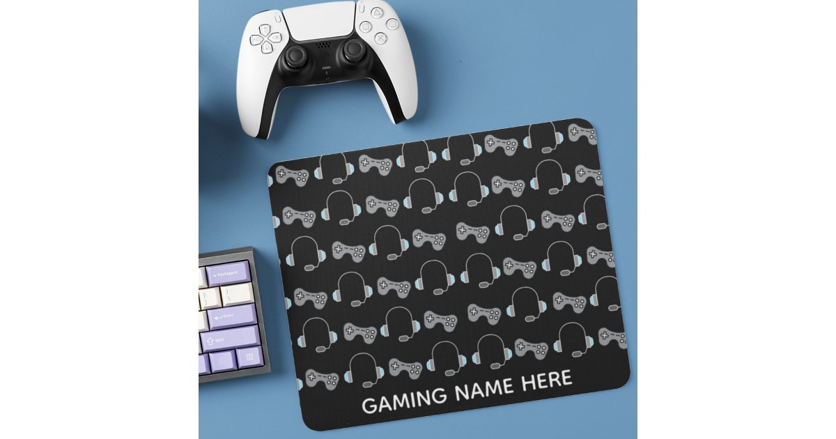 Cool Gamer Personalized Gaming Pattern BlacK Mouse Pad | Zazzle