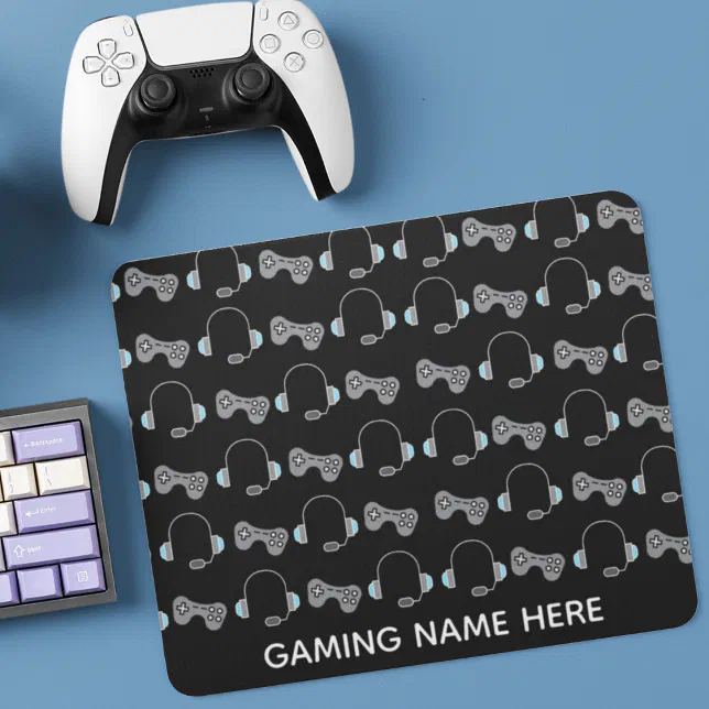 Cool Gamer Personalized Gaming Pattern BlacK Mouse Pad | Zazzle