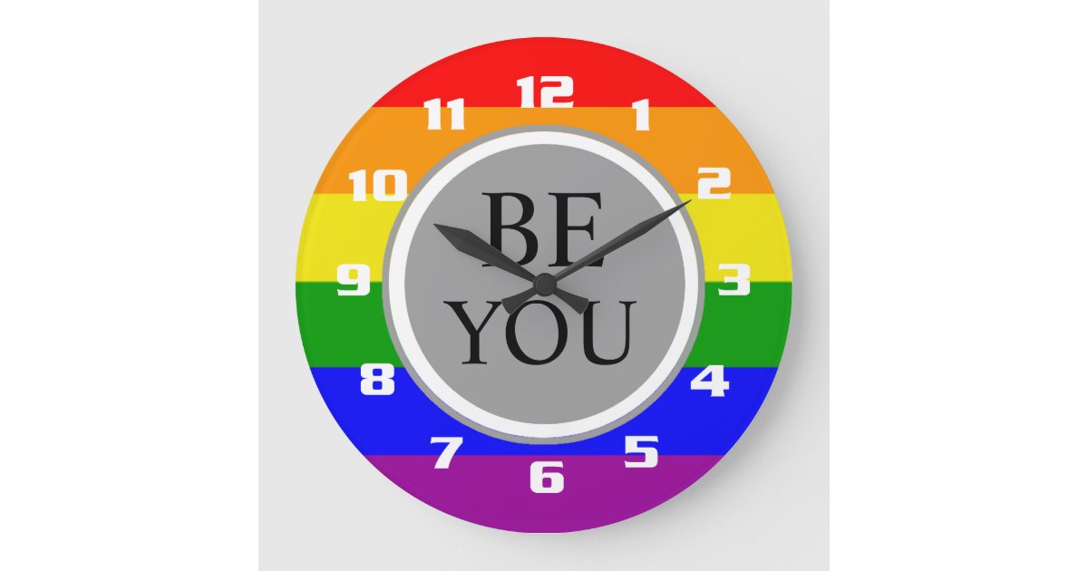 Cool Gay Pride Flag Be You Large Clock | Zazzle