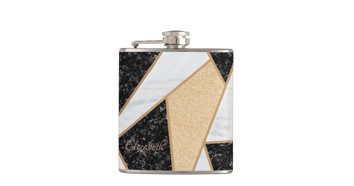 Cool Geometric Marble Texture Flask | Zazzle